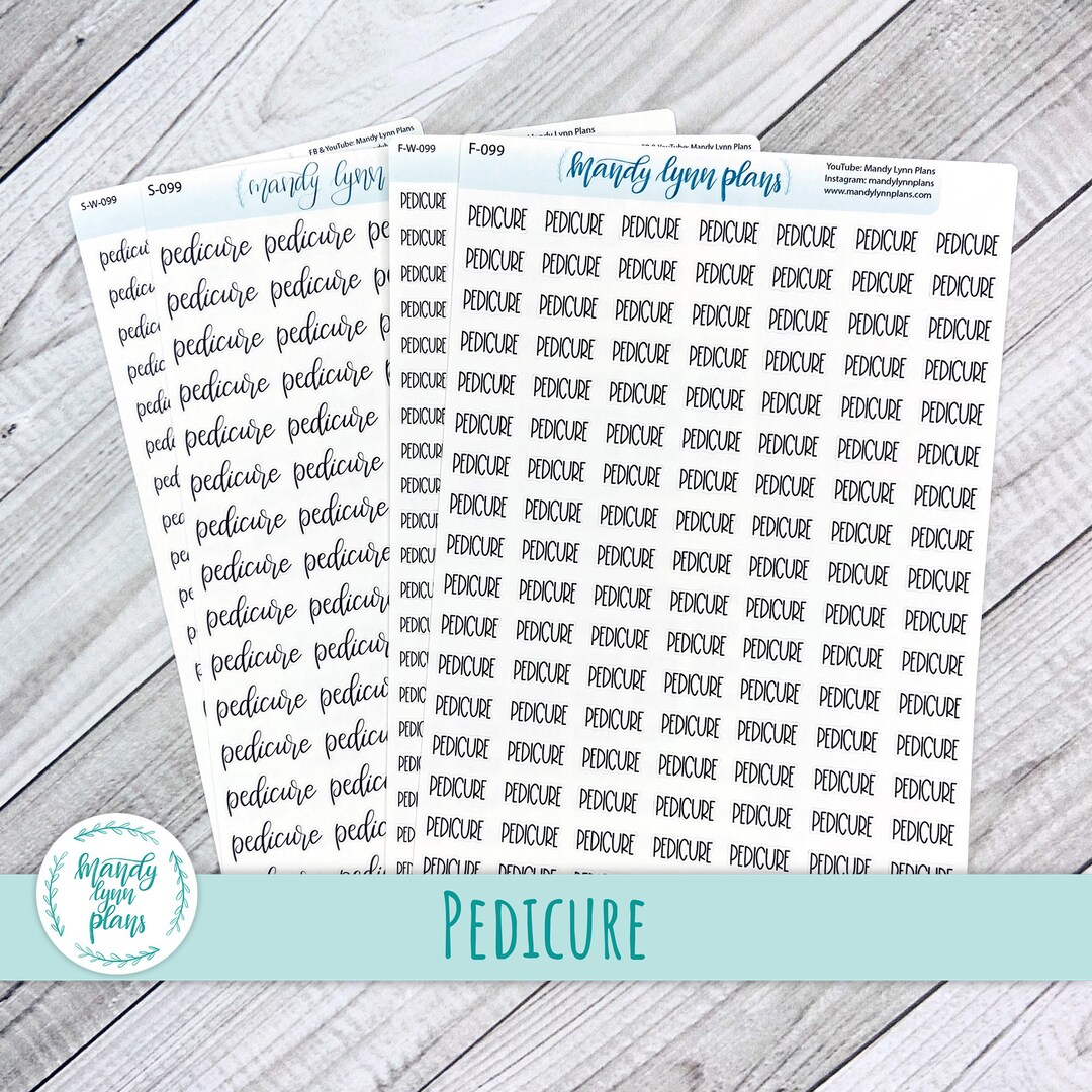 Pedicure Script Stickers || Removable White Matte or Clear Matte ...