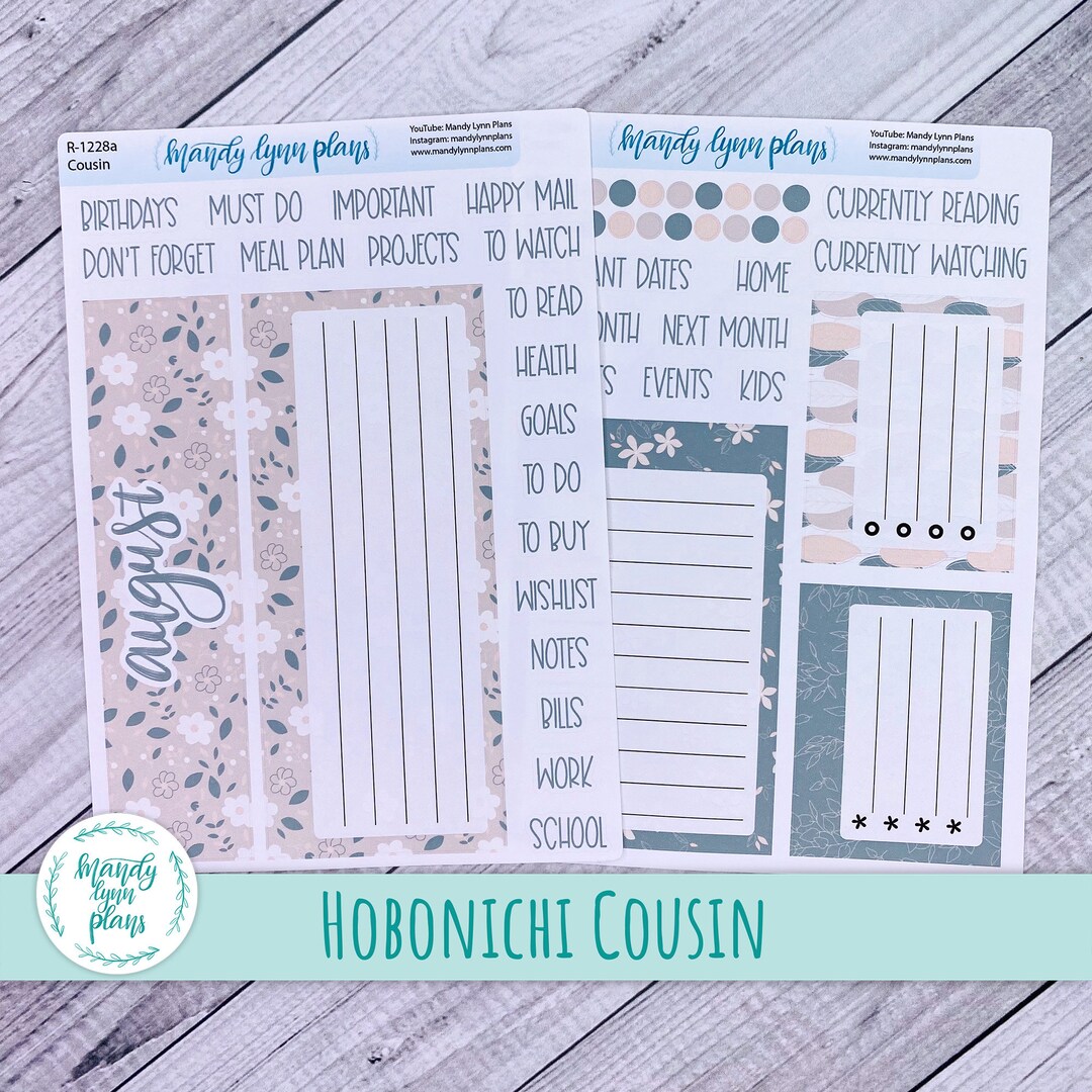 August Monthly Dashboard Notes Page A5 Hobonichi Cousin Green and Beige ...