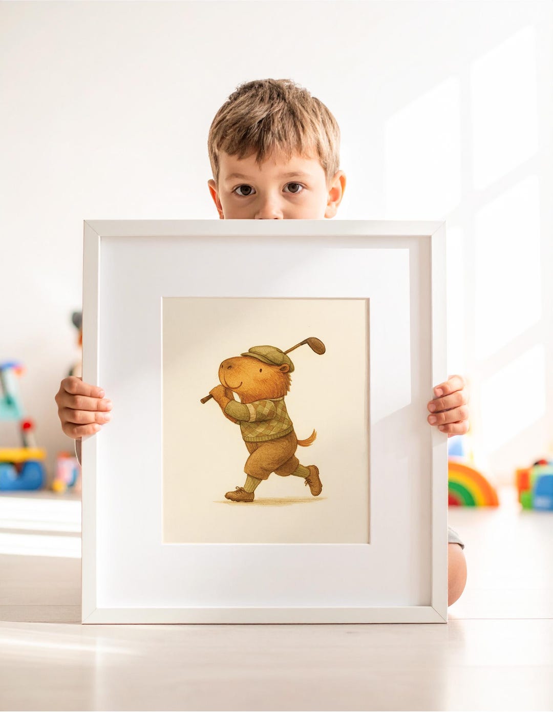 Capybara Sports Print – Golf Capybara Watercolor Art | Nursery & Kids ...