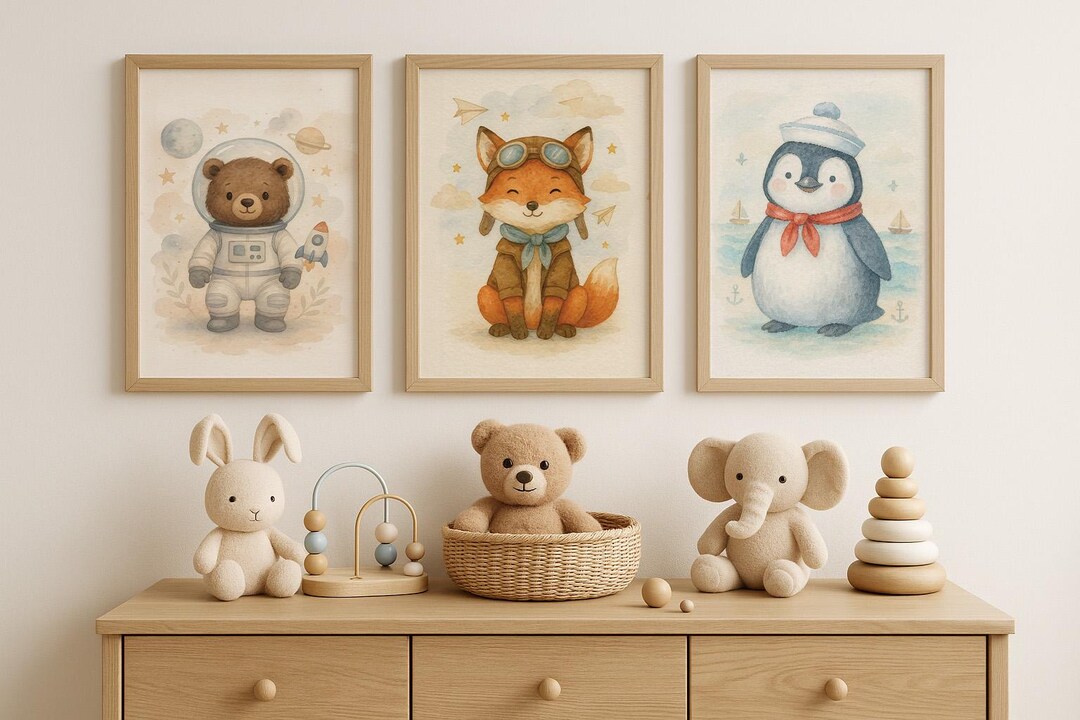 Nursery Wall Art Bundle – When I Grow up Animal Career Prints, 15 Boho ...