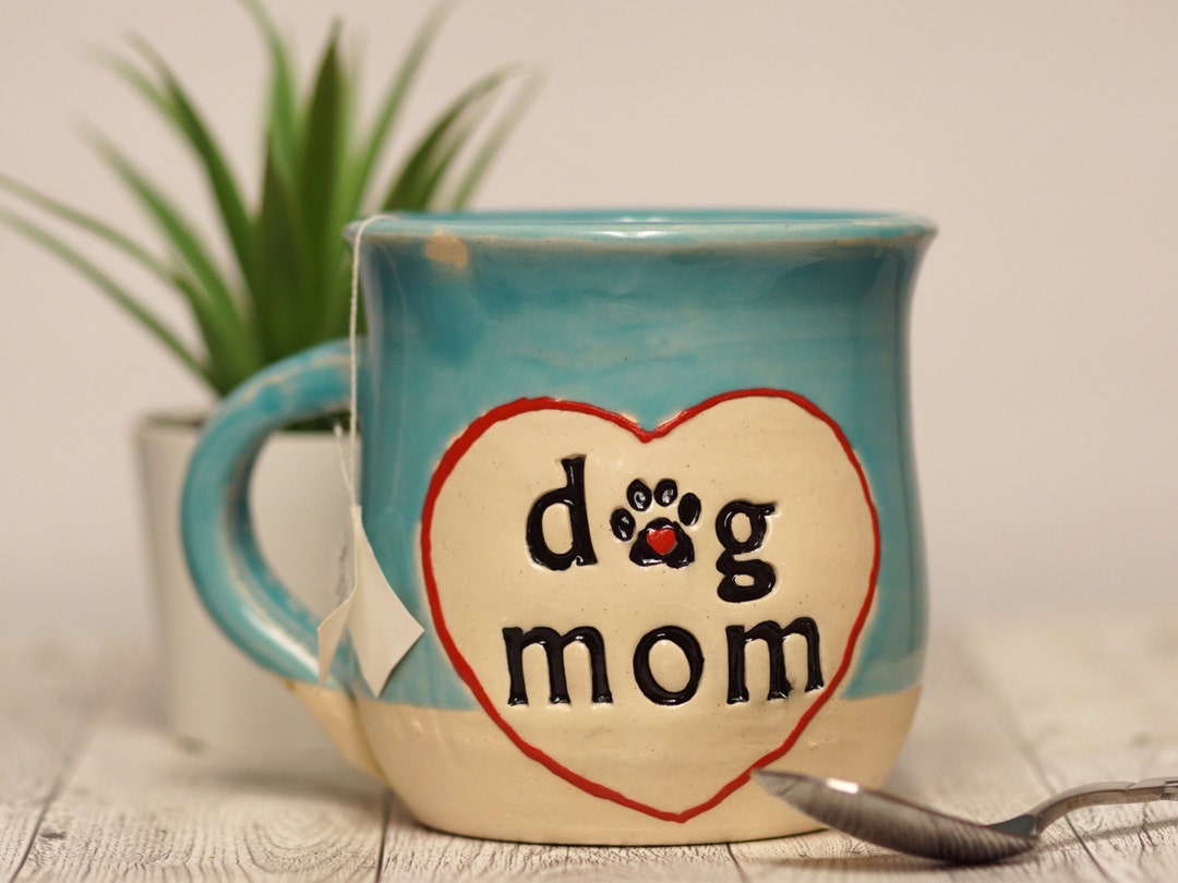 Dog Mom Coffee Mug, Pottery 15 Oz Coffee Cup for Dog Lovers, Dog Mom ...
