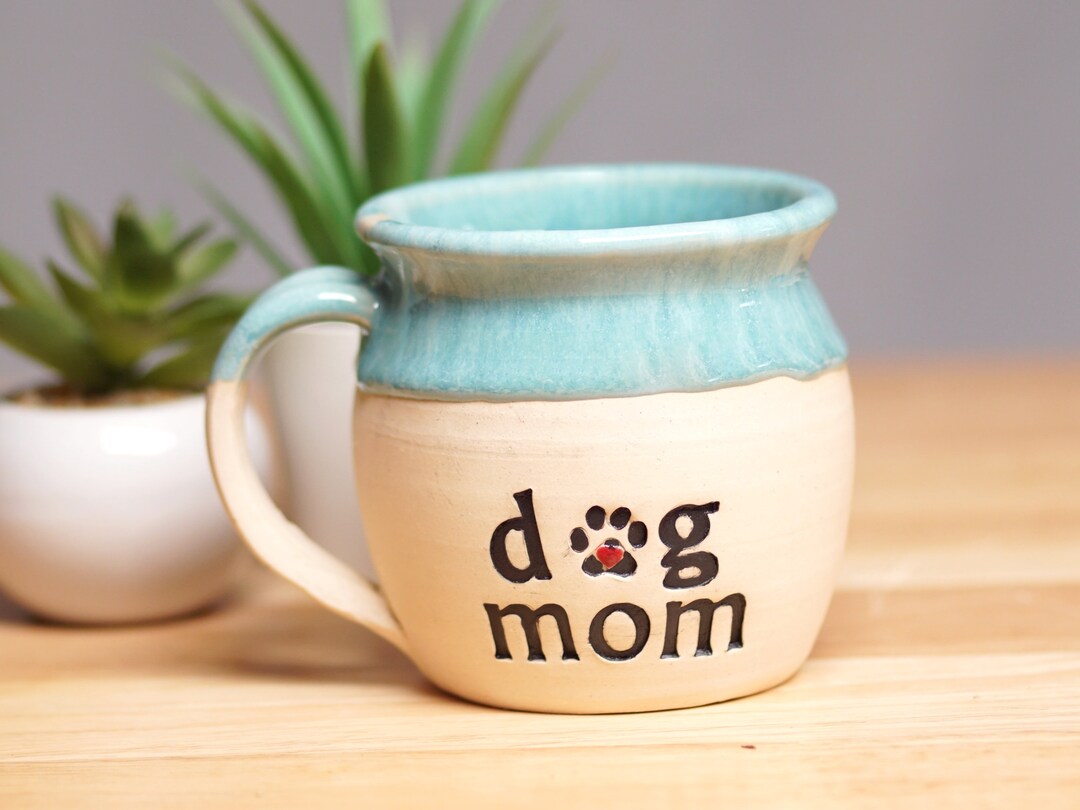 Dog Mom Coffee Mug, Pottery 14 Oz Coffee Cup for Dog Lovers, Dog Mom ...