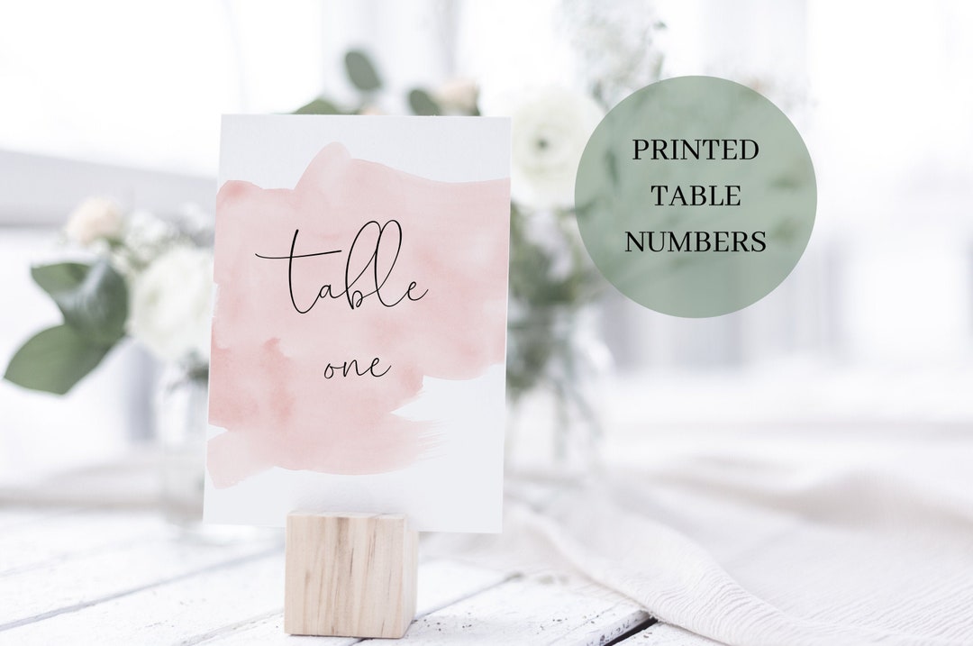PRINTED Table Numbers With Pink Watercolor for Wedding or Party - 4x6 ...