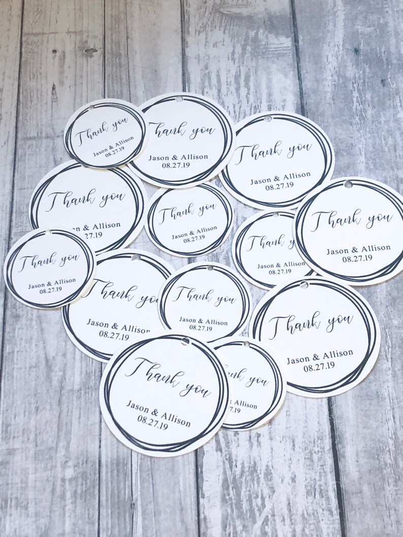 Wreath Round Thank You Tags, Personalized Event Favors - Etsy