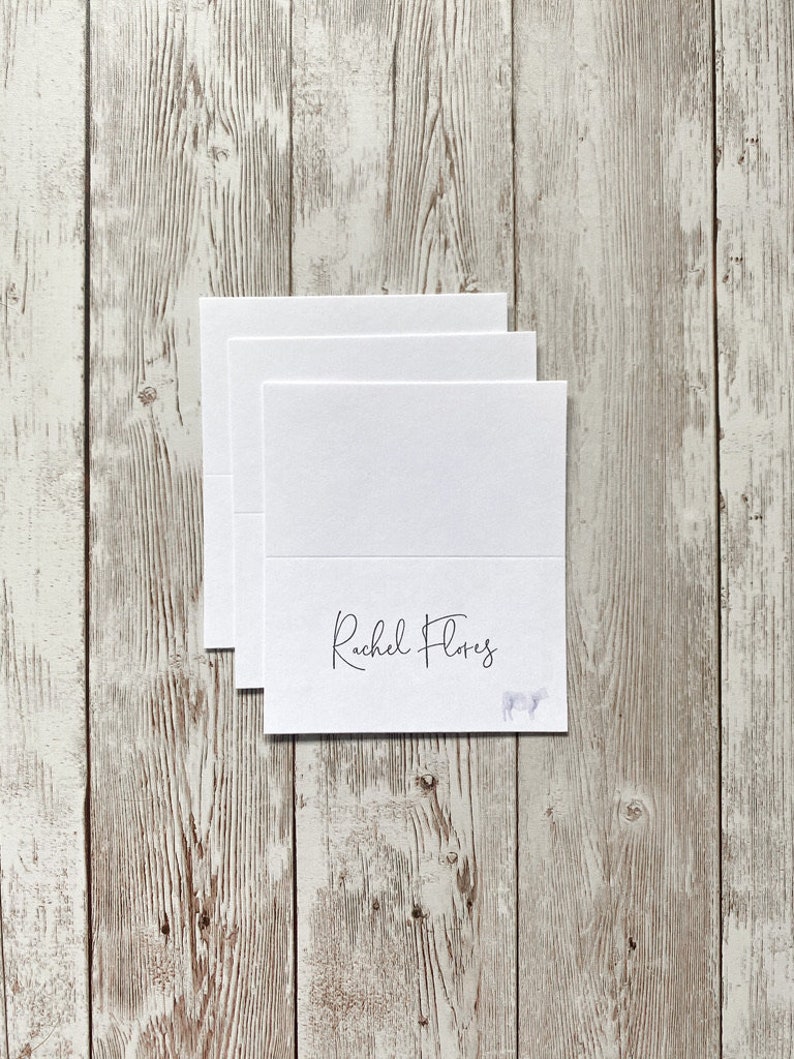 White Tented Place Cards With Meal Icon and Table Number - Lettered and ...
