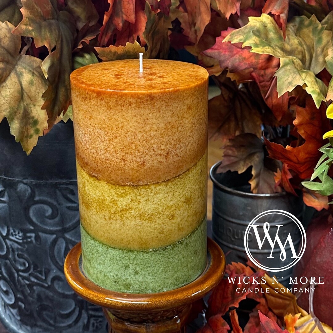 Wicks N More Autumn Leaves Unscented Hand-crafted Pillar Candle - Etsy