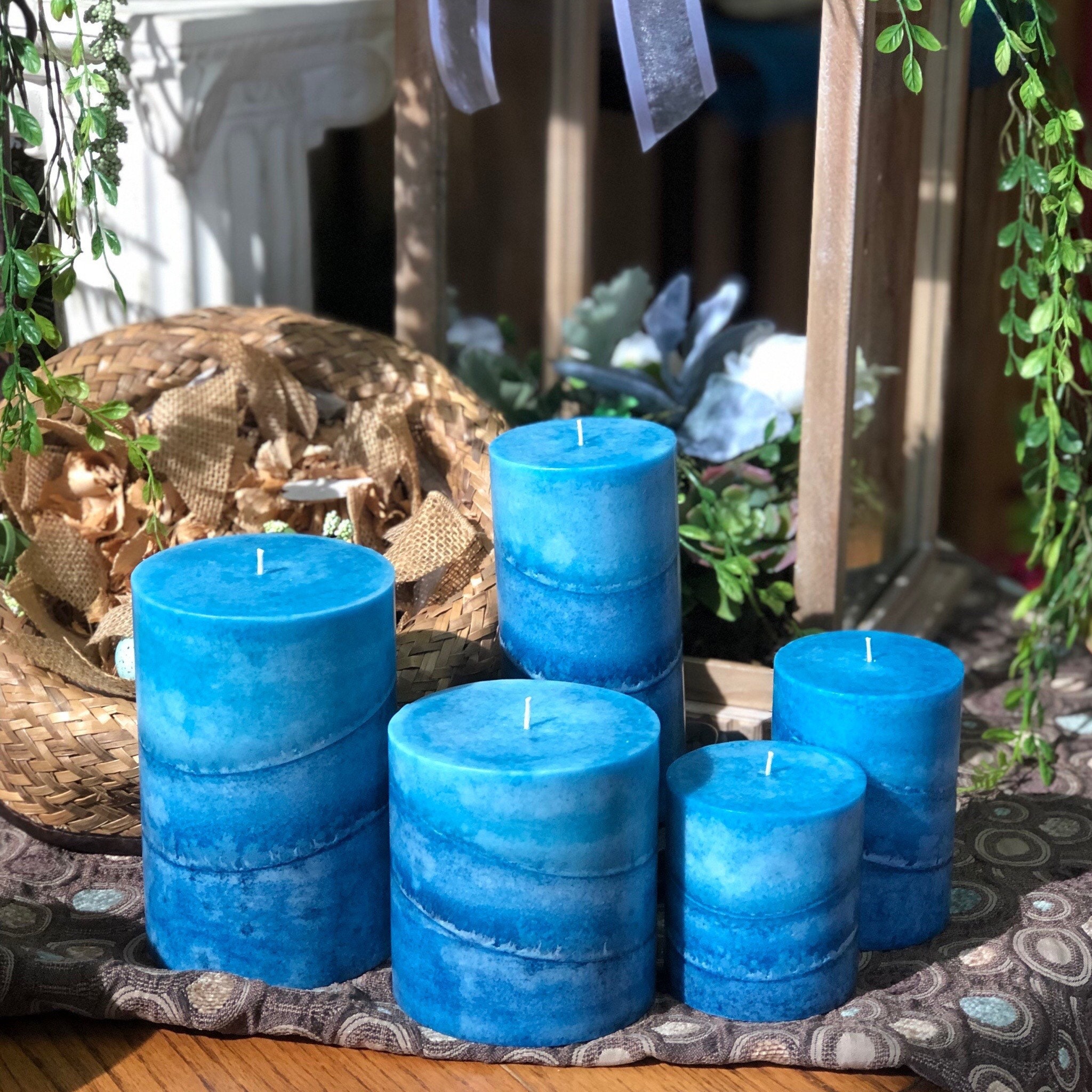 Wicks n More Caribbean Blue Scented Candle | Etsy