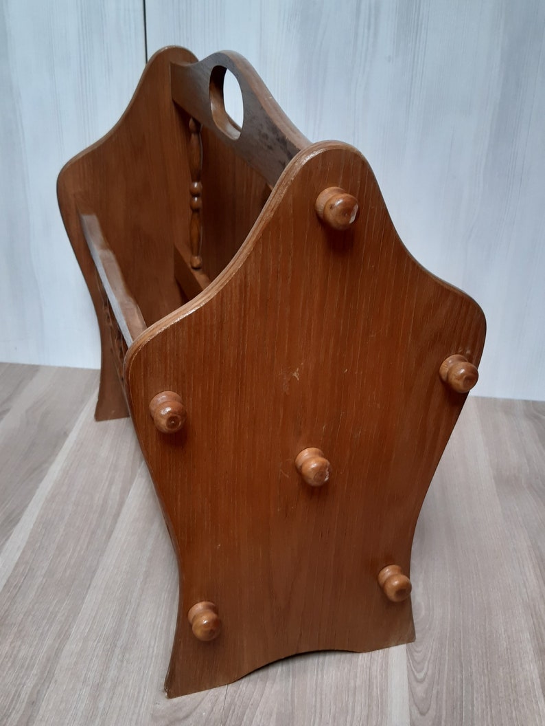 Vintage Magazine Holder-wooden Storage Rack Newspaper Organizer Stand ...