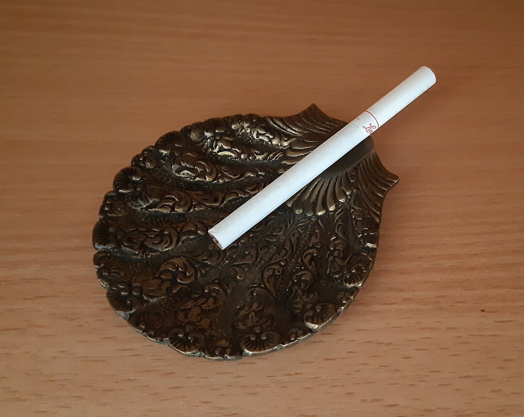 60s-vintage Brass Seashell Ashtray-rustic Antique Barware Ashtray ...