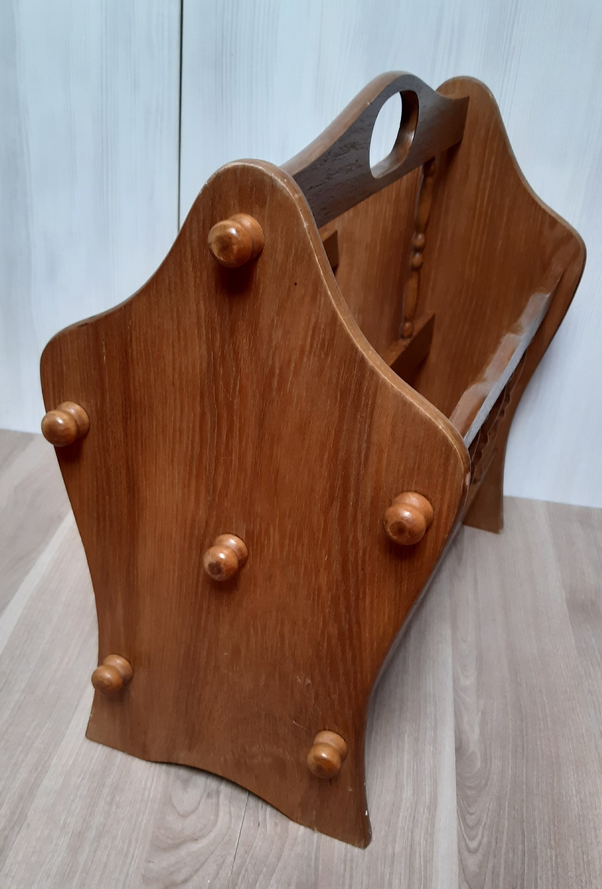 Vintage Magazine Holder-wooden Storage Rack Newspaper Organizer Stand ...