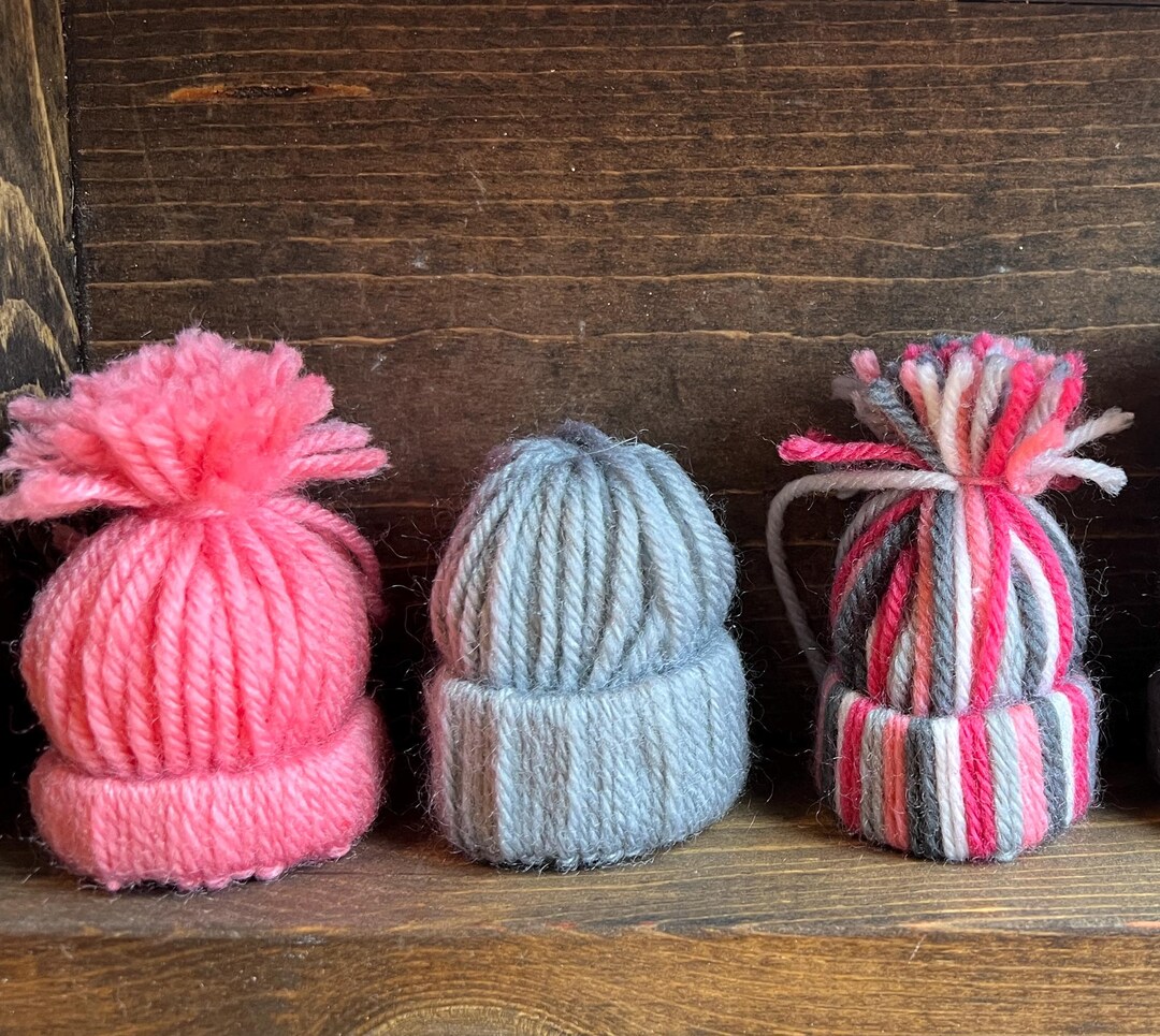 Three Pack Yarn Hats, Mini Hat, Mini Yarn Hat, Winter, Hat, Mini Decor ...