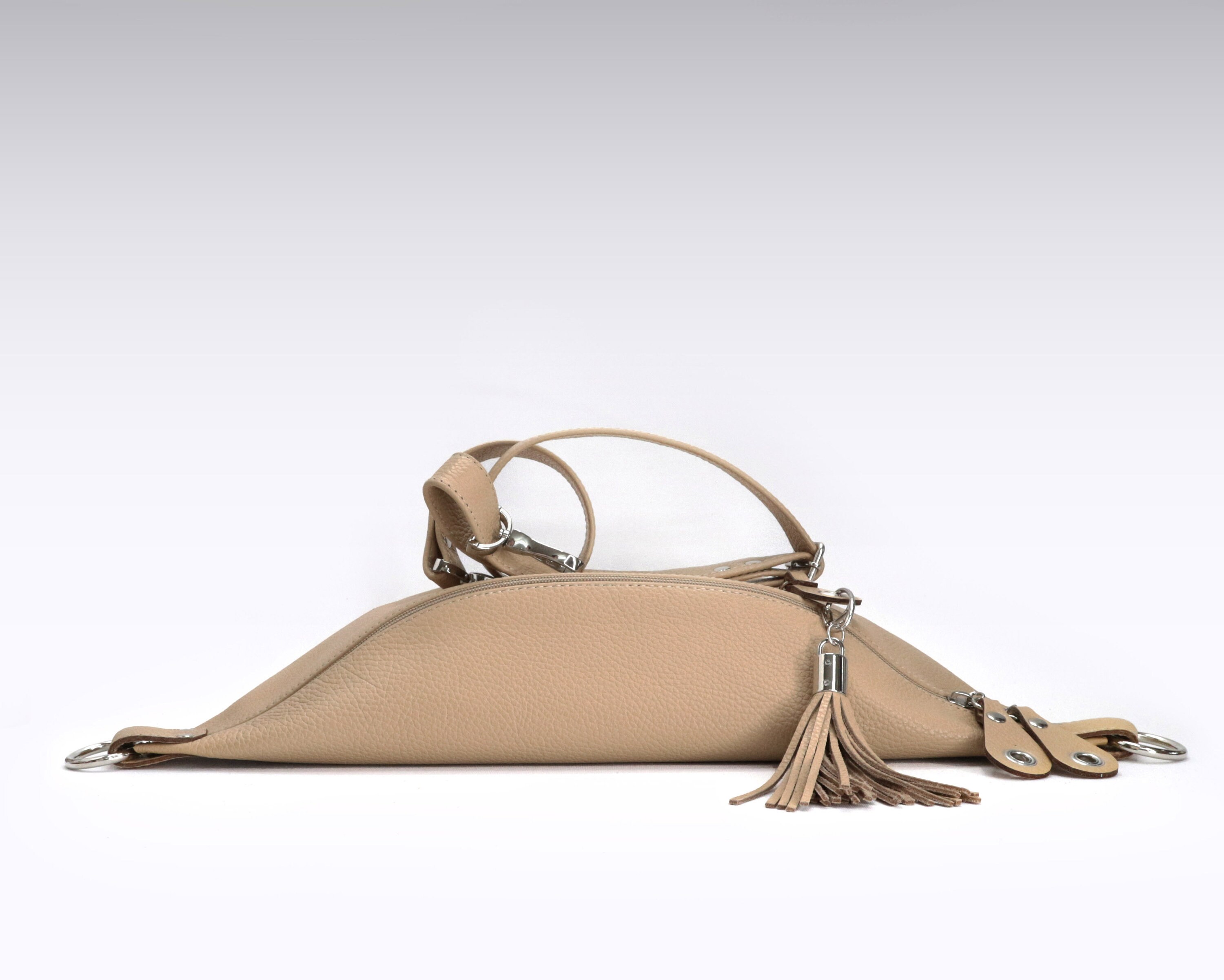 Large Leather Sling Bag Women Leather Purse in Cappuccino | Etsy