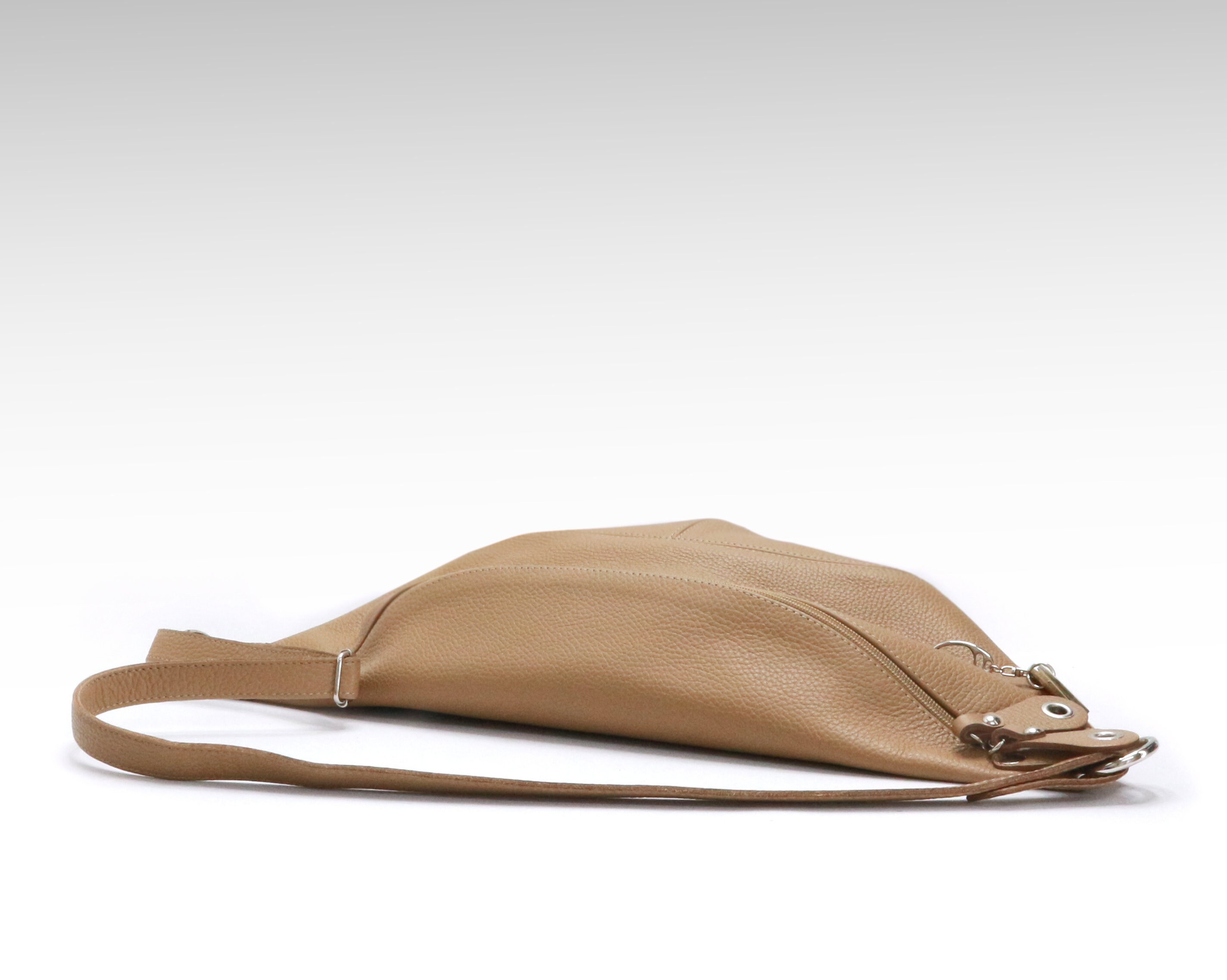 Large Leather Sling Bag Women Leather Purse in Cappuccino - Etsy