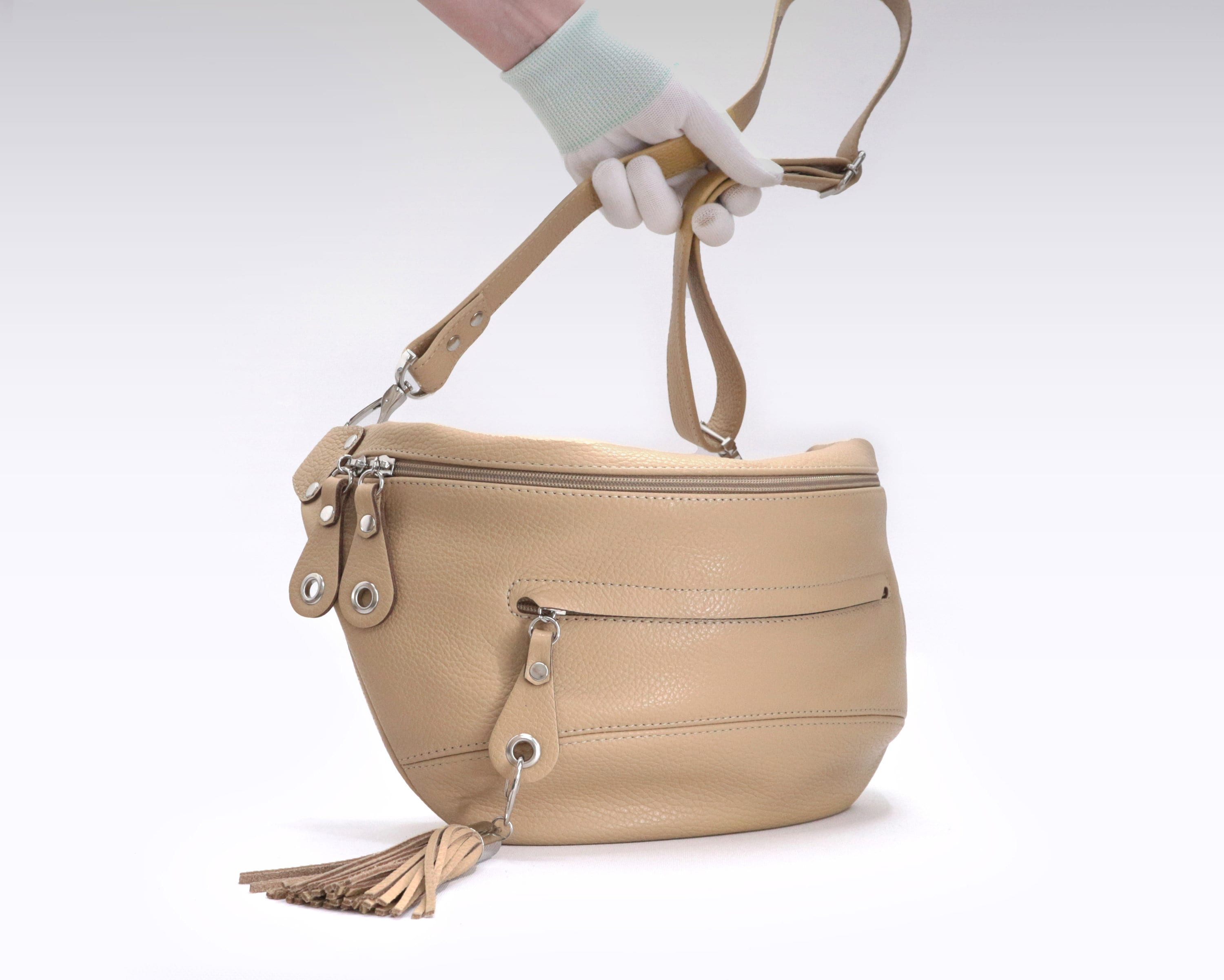 Large Leather Sling Bag Women Leather Purse in Cappuccino | Etsy