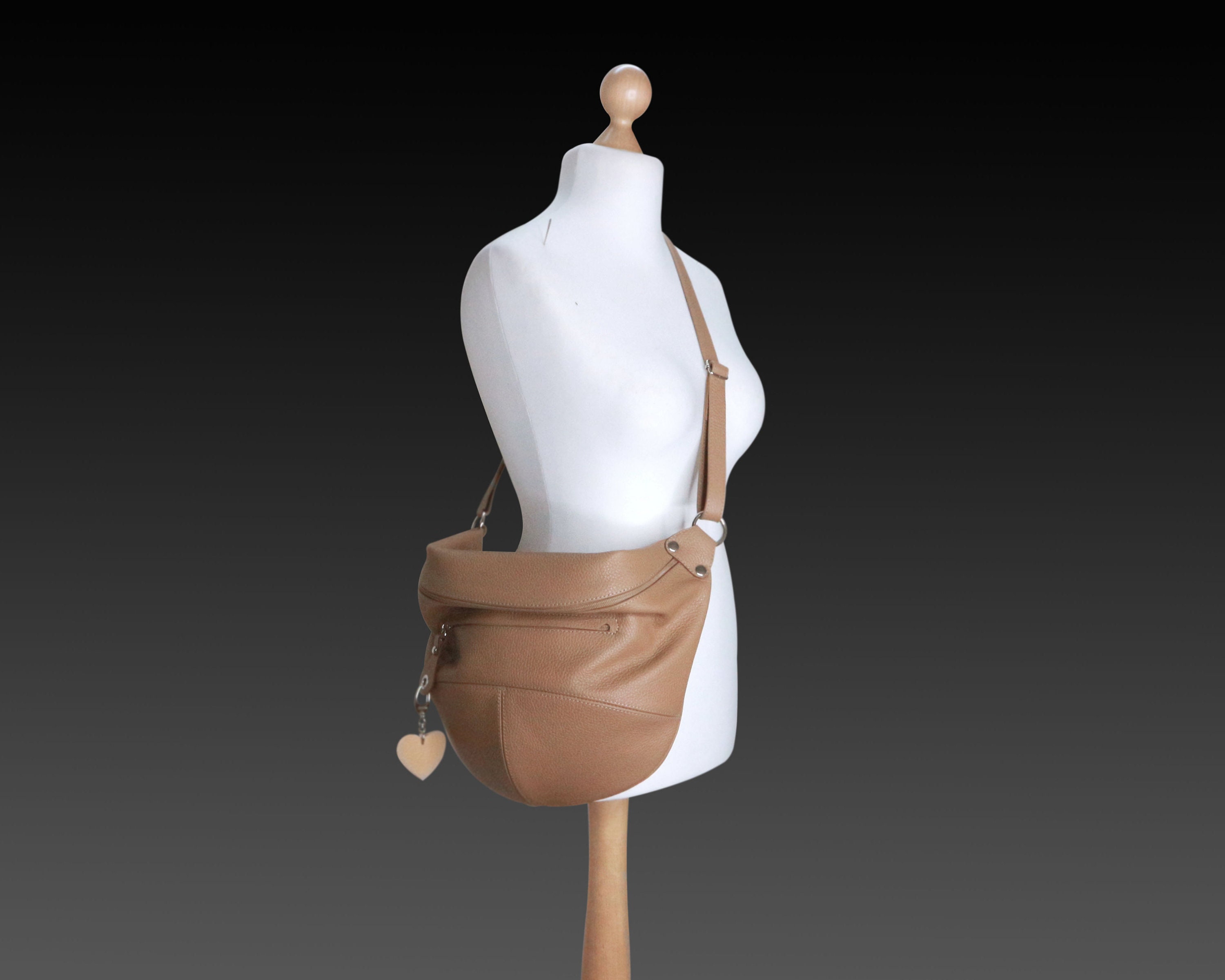 Large Leather Sling Bag Women Leather Purse in Cappuccino - Etsy