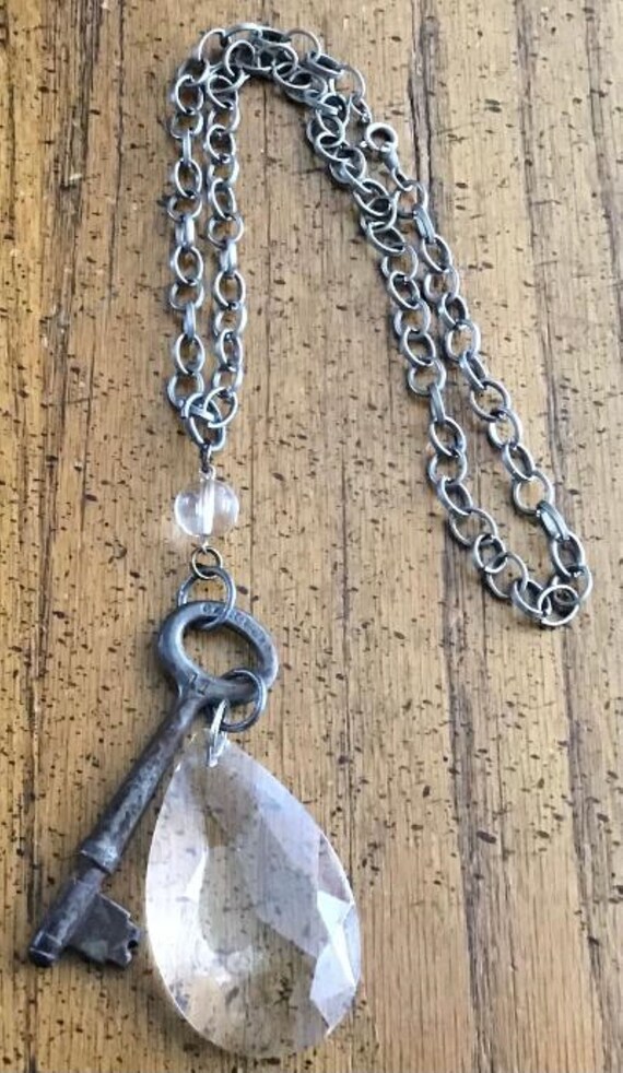 Vintage repurposed skeleton key - Gem