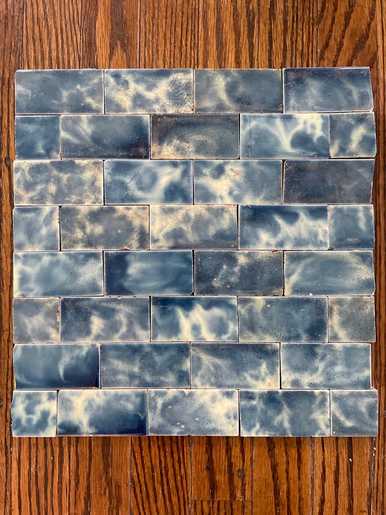 Antique Blue and White Mottled Victorian Fireplace Tile, Kitchen Tile ...