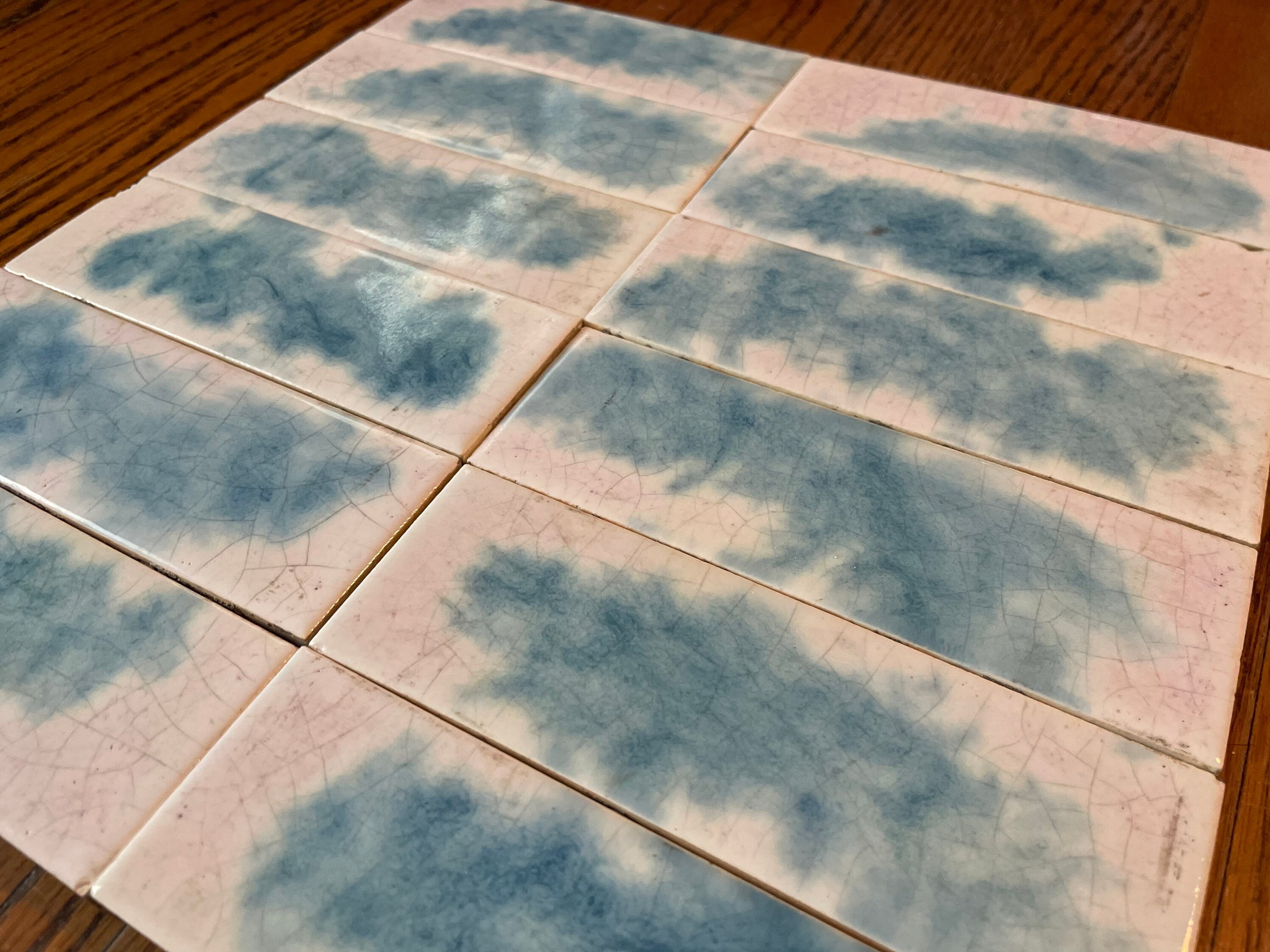 Victorian Cloud Fireplace Surround Tiles, Antique Vintage Mottled Tiles ...