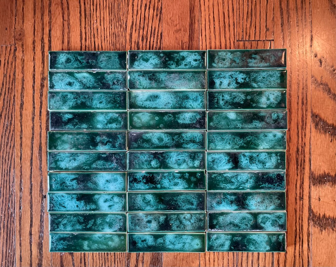Antique Mottled Blue and Green Tiles Kitchen Tile Bathroom - Etsy