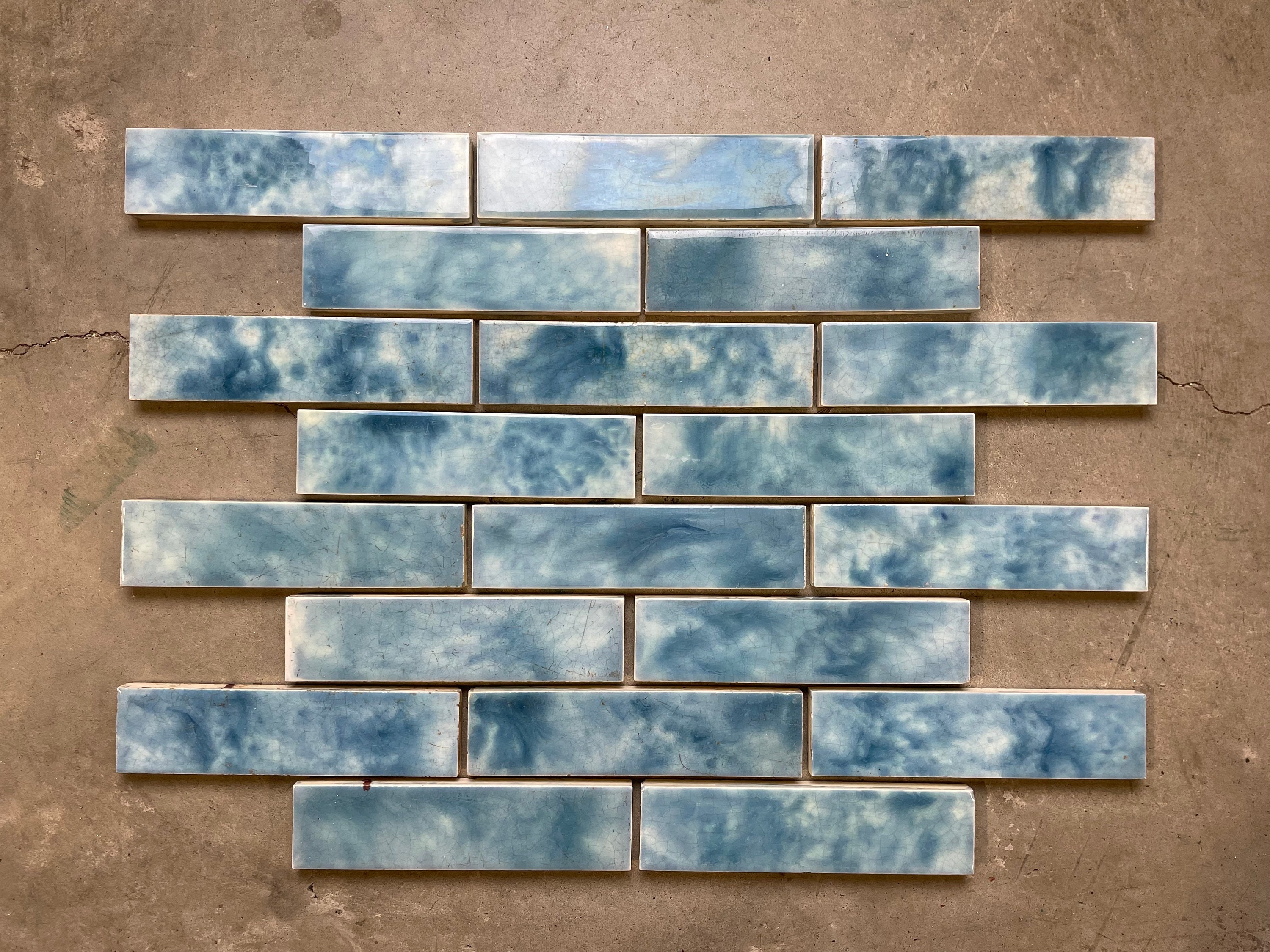 Antique Blue Mottled Trent Tile Works Victorian Tile, Kitchen Tile ...