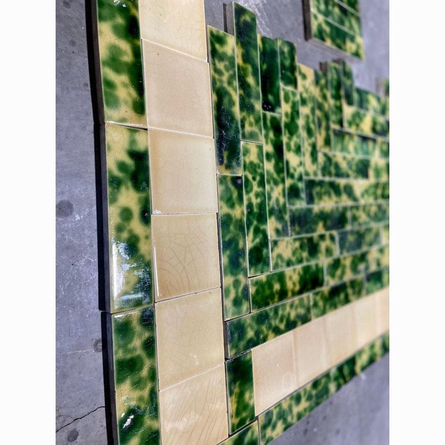 FULL Green Yellow Victorian Fireplace Surround and Hearth Tiles ...