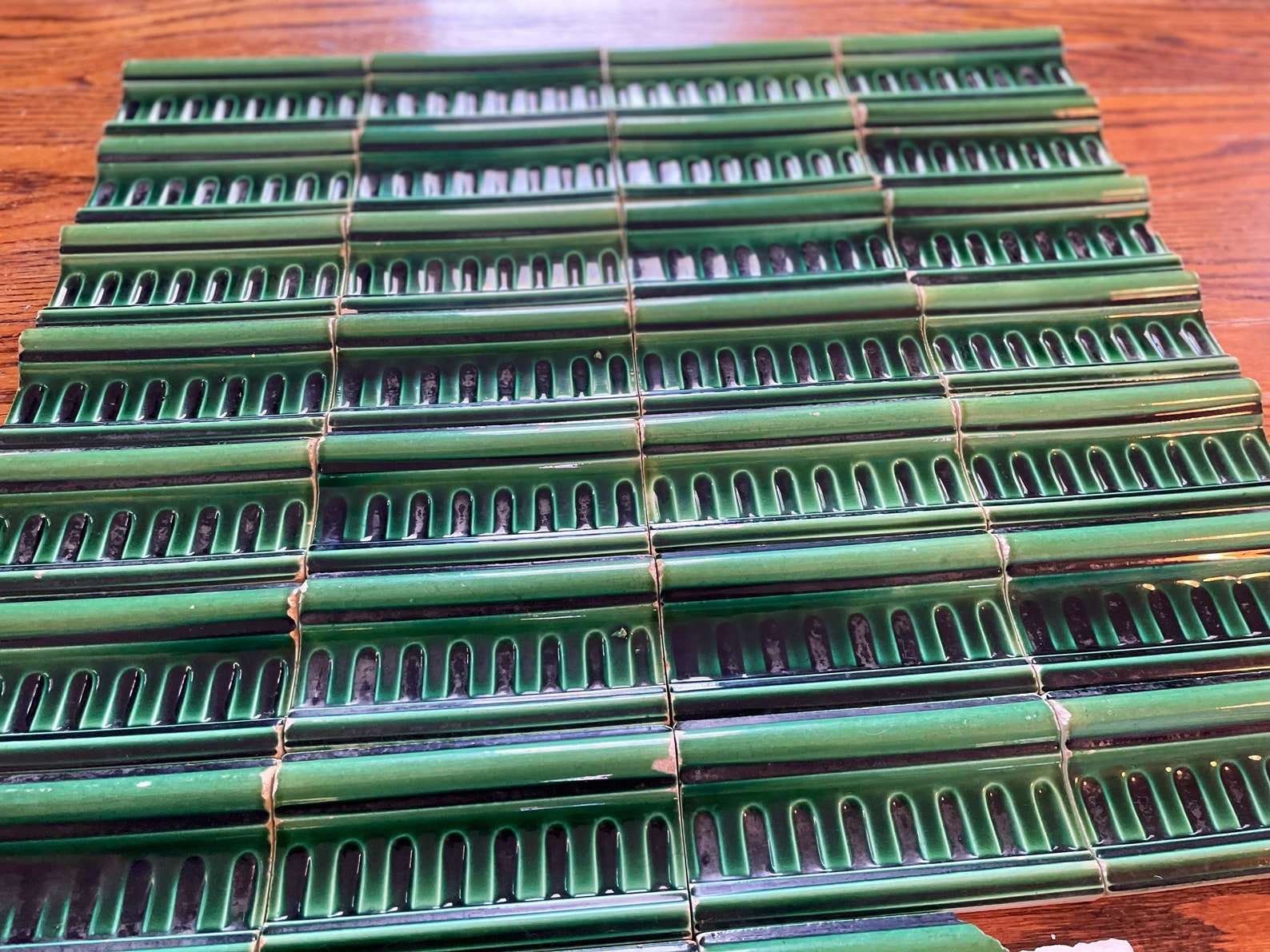 Stunning Green Cap Tiles Bull Nose Tiles Antique Bathroom | Etsy