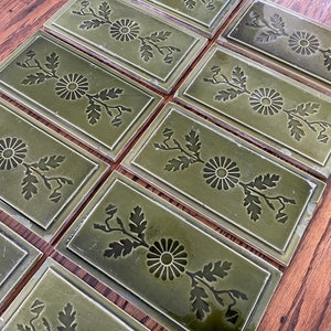 Beautiful 1890-1920 Victorian England Accent Tiles, Green Flower ...