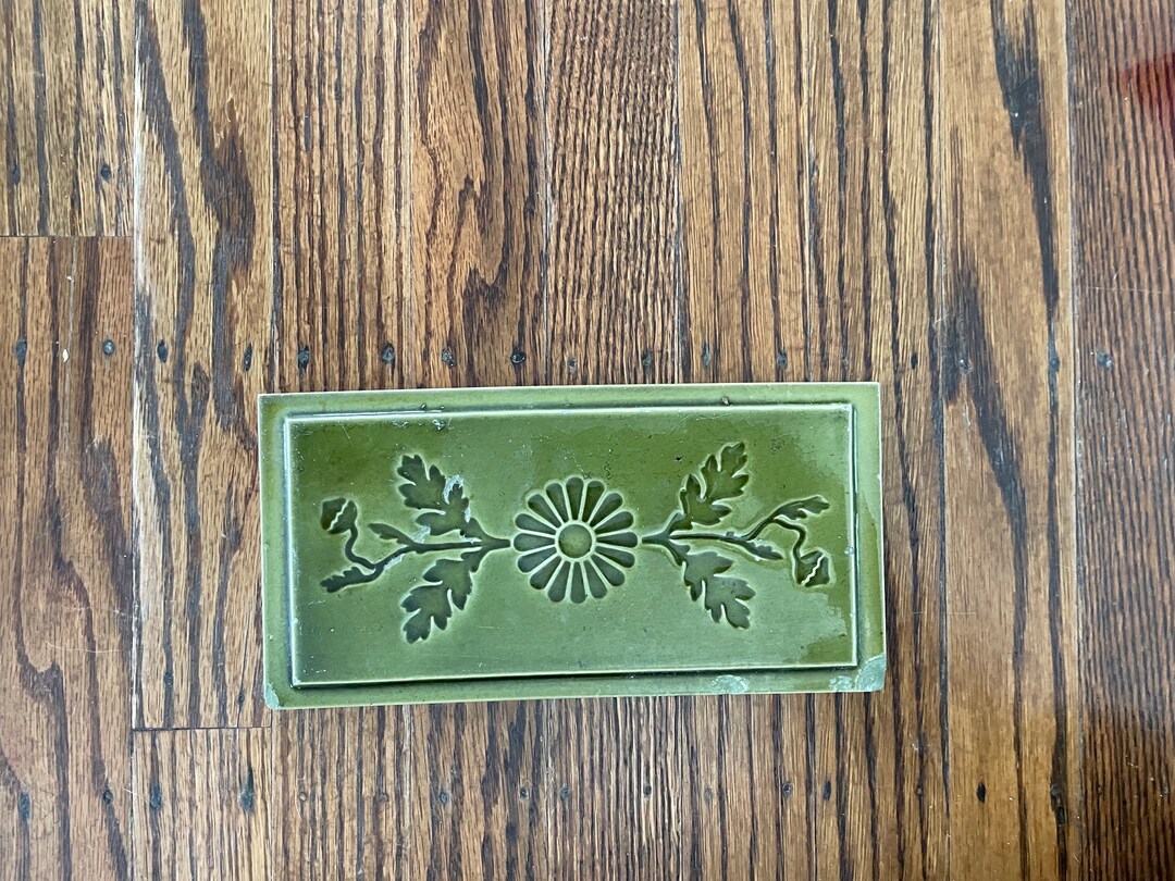 Beautiful 1890-1920 Victorian England Accent Tiles, Green Flower ...