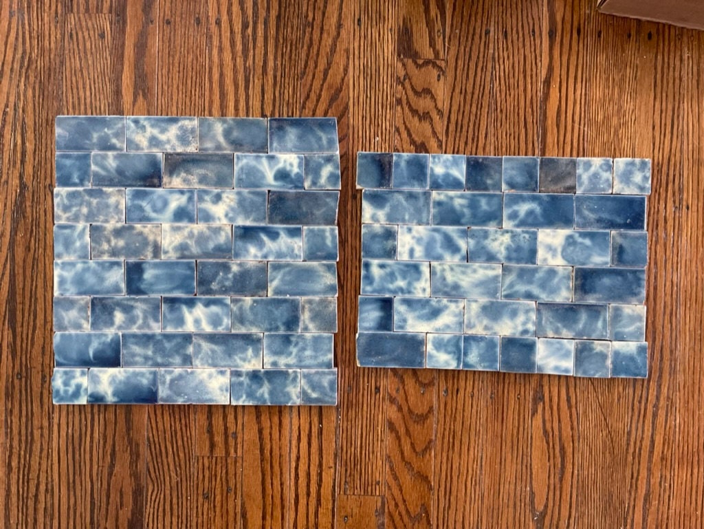Antique Blue and White Mottled Victorian Fireplace Tile, Kitchen Tile ...