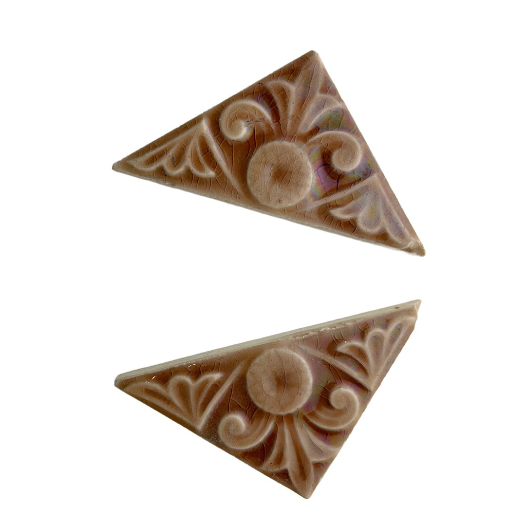 Victorian Tile Triangle in Light Pink Figural Design - Unmarked - Etsy
