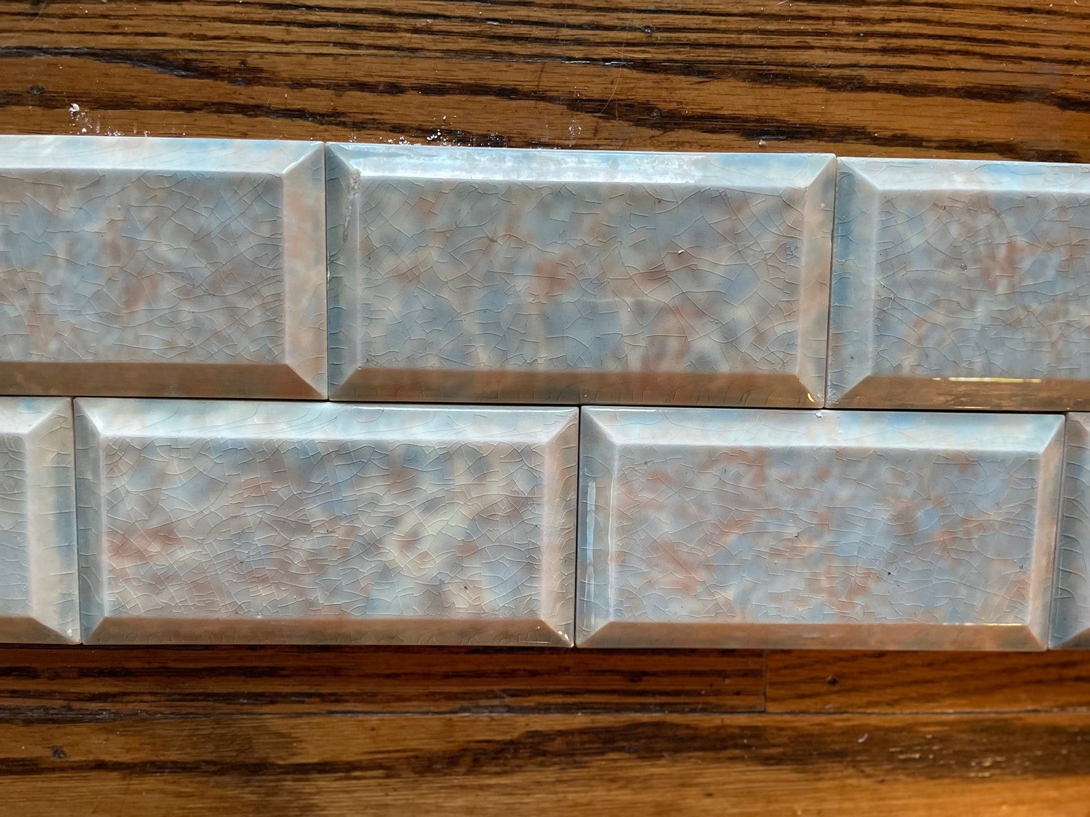 Victorian Mottled Tile Surround and Hearth, Fireplace Tile, Pink and ...