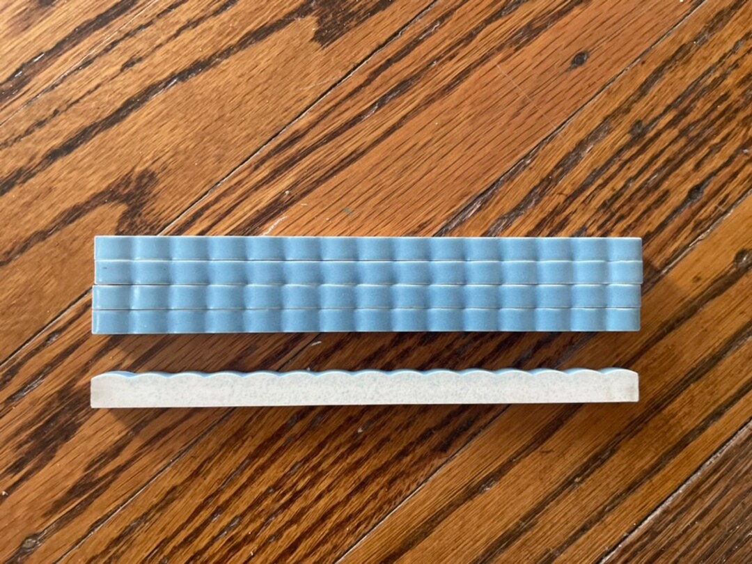 NOS Reeded Blue Liner Tiles, Edge Tiles, Pencil Tiles, Sizzle Tiles ...