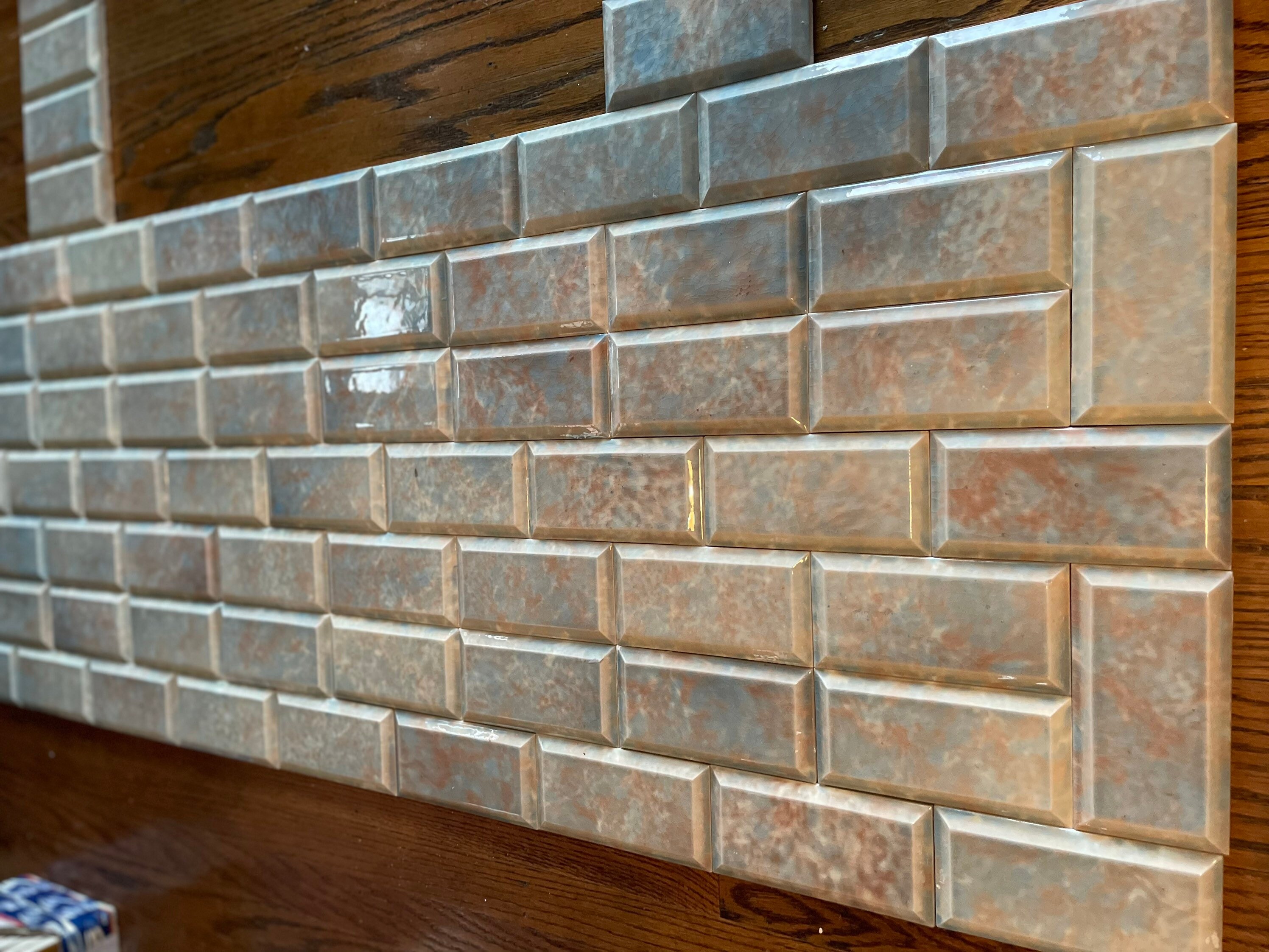 Victorian Mottled Tile Surround and Hearth, Fireplace Tile, Pink and ...