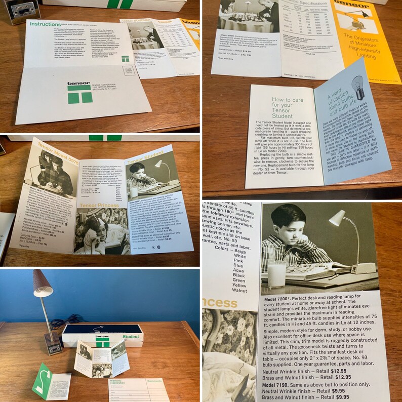 Rare Vintage Tensor ORIGINAL BOX 1965 Student Model 7200 Brass and ...