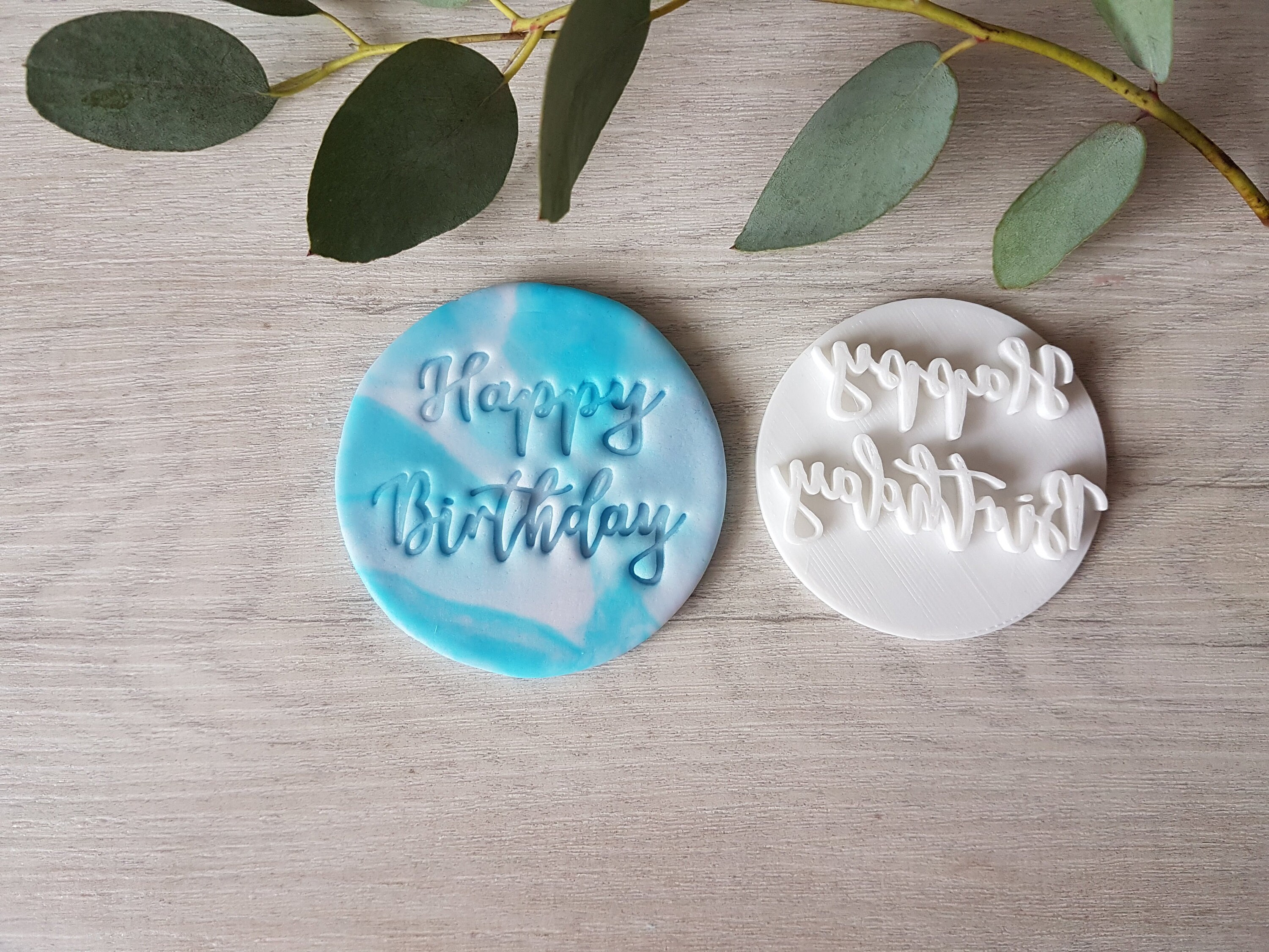 Food & Fermenting Happy Birthday Cookie Embosser Icing Stamp Celebrate ...