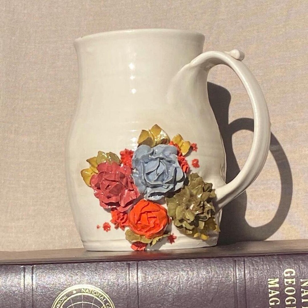 White and Multi-colored Mug 1 - Etsy