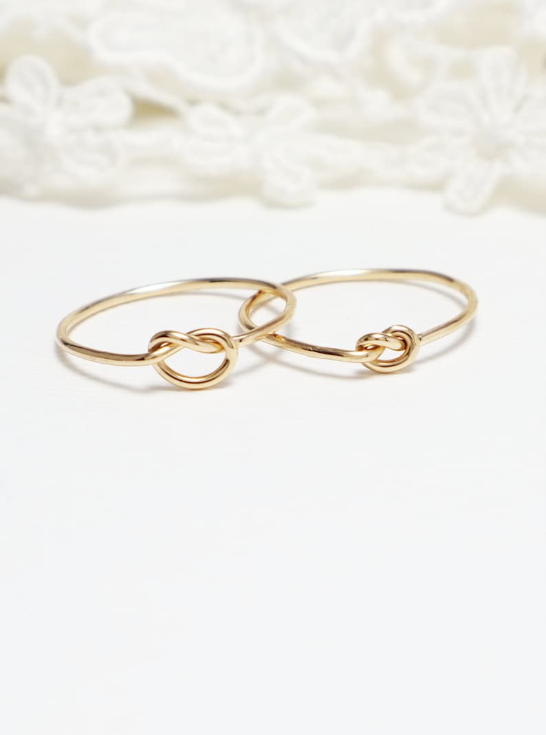 14K Solid Gold Super Thin Knot Ring Dainty Promise Love Ring - Etsy
