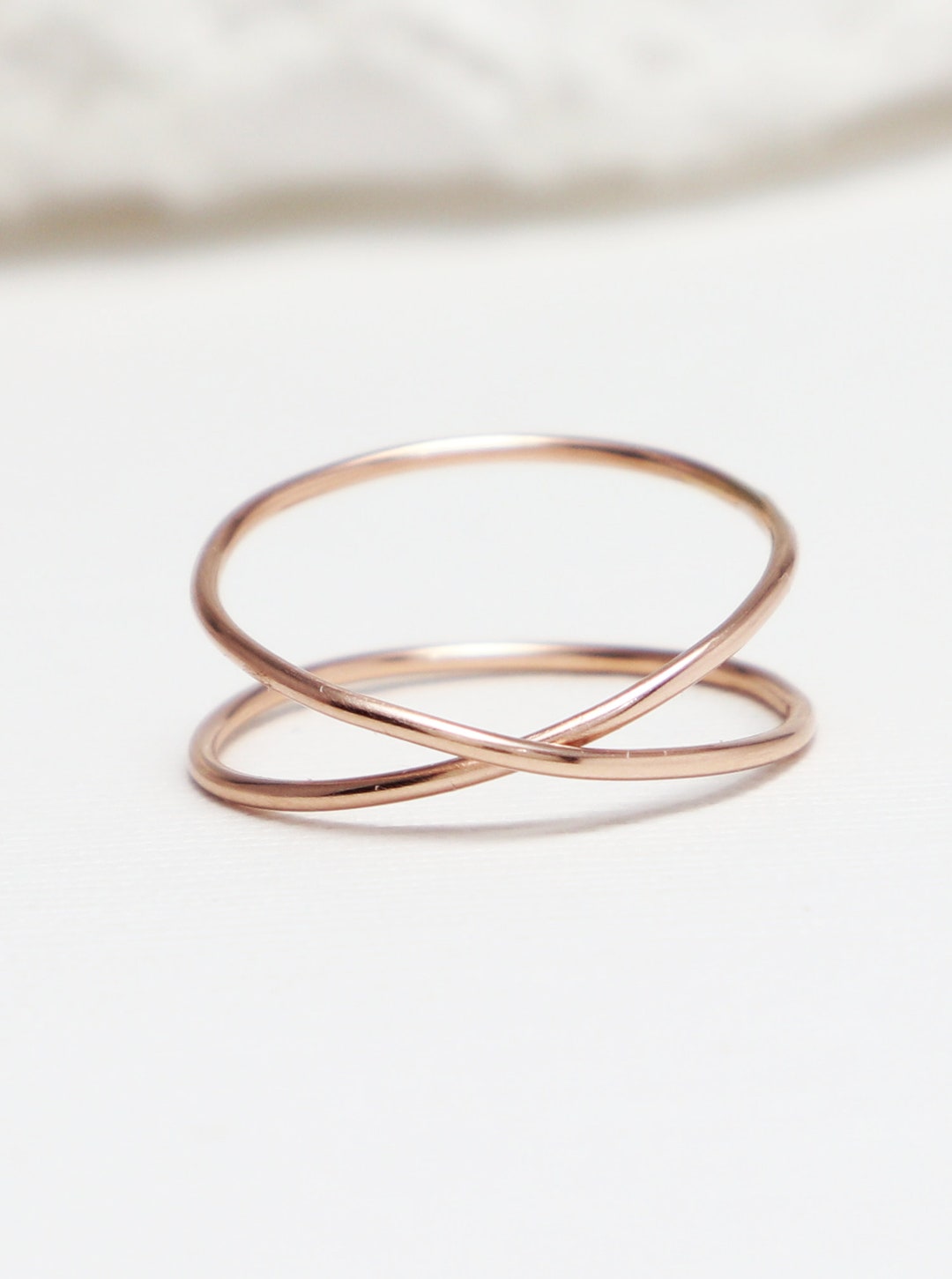 Super Thin 14K Rose Gold X Ring, Criss Cross Rings for Women, Thumb ...