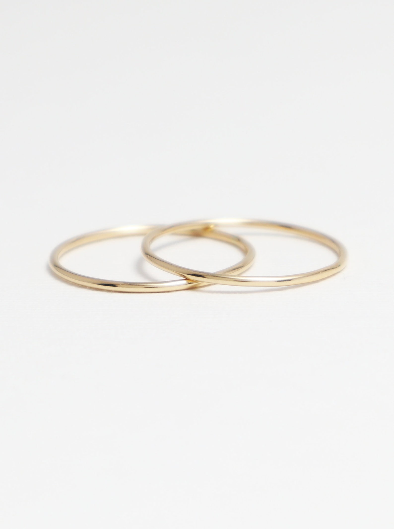 Super Thin Gold Ring Set of 2 Gold Rings for Women 14K Gold - Etsy