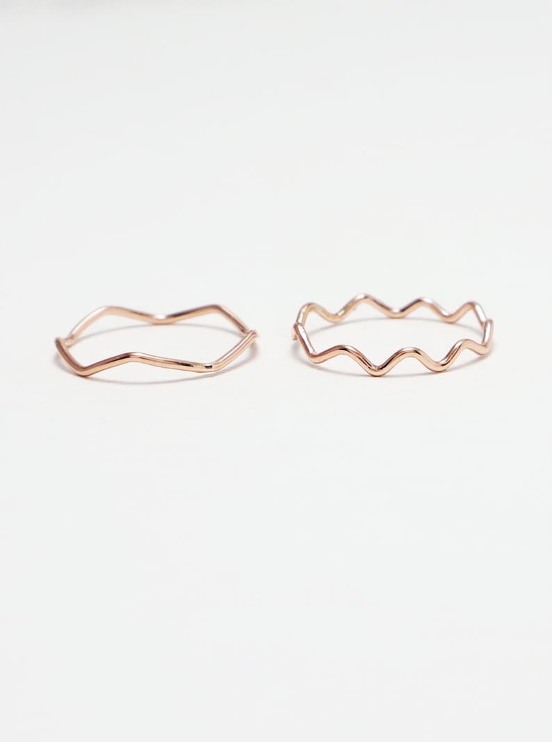 Thin Rose Gold Wavy Wave Ring Dainty Stacking Gold Rings for - Etsy