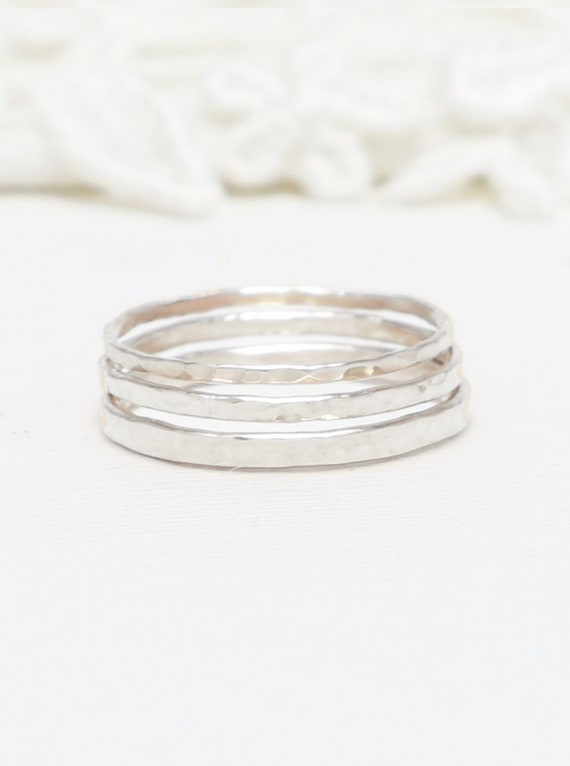 Silver Hammered Stacking Ring Minimalist Ring Rings for | Etsy