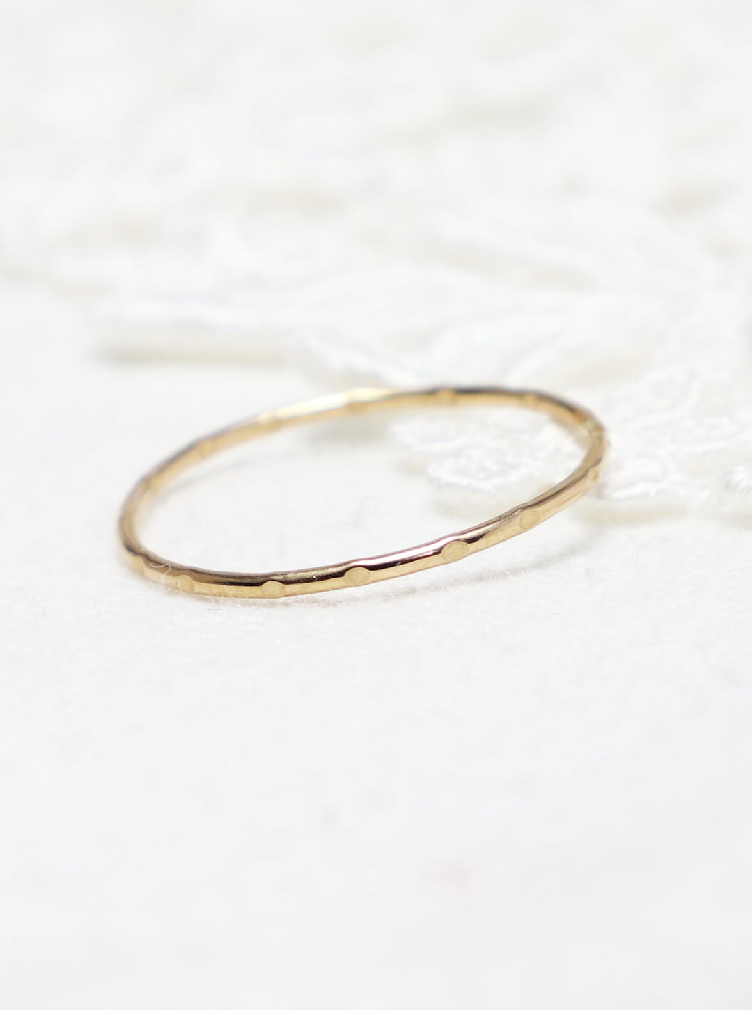 Super Thin Gold Textured Ring, Dainty Gold Rings for Women, Simple ...