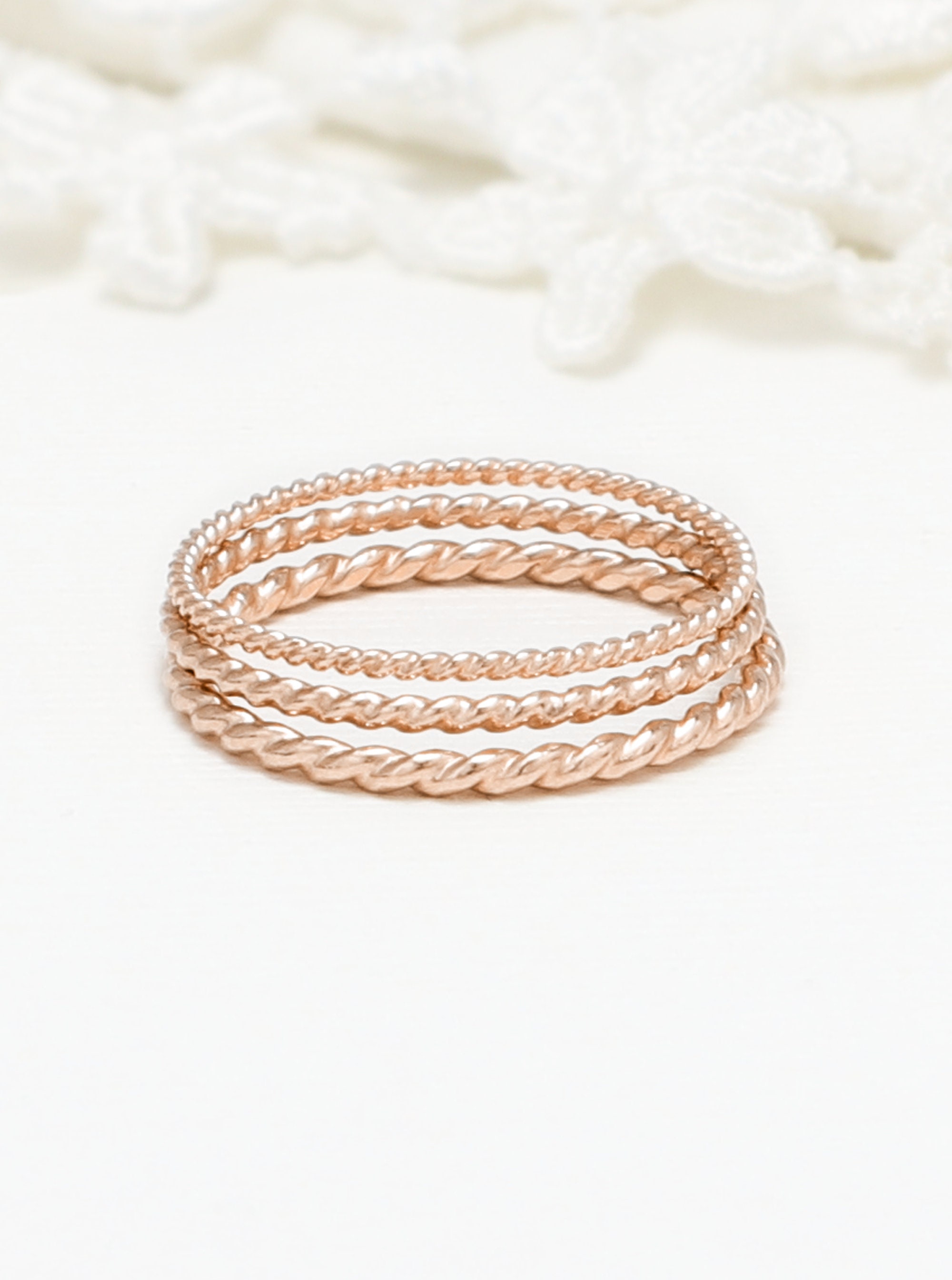 Rose Gold Twist Stacking Ring Gold Rings For Women Promise | Etsy