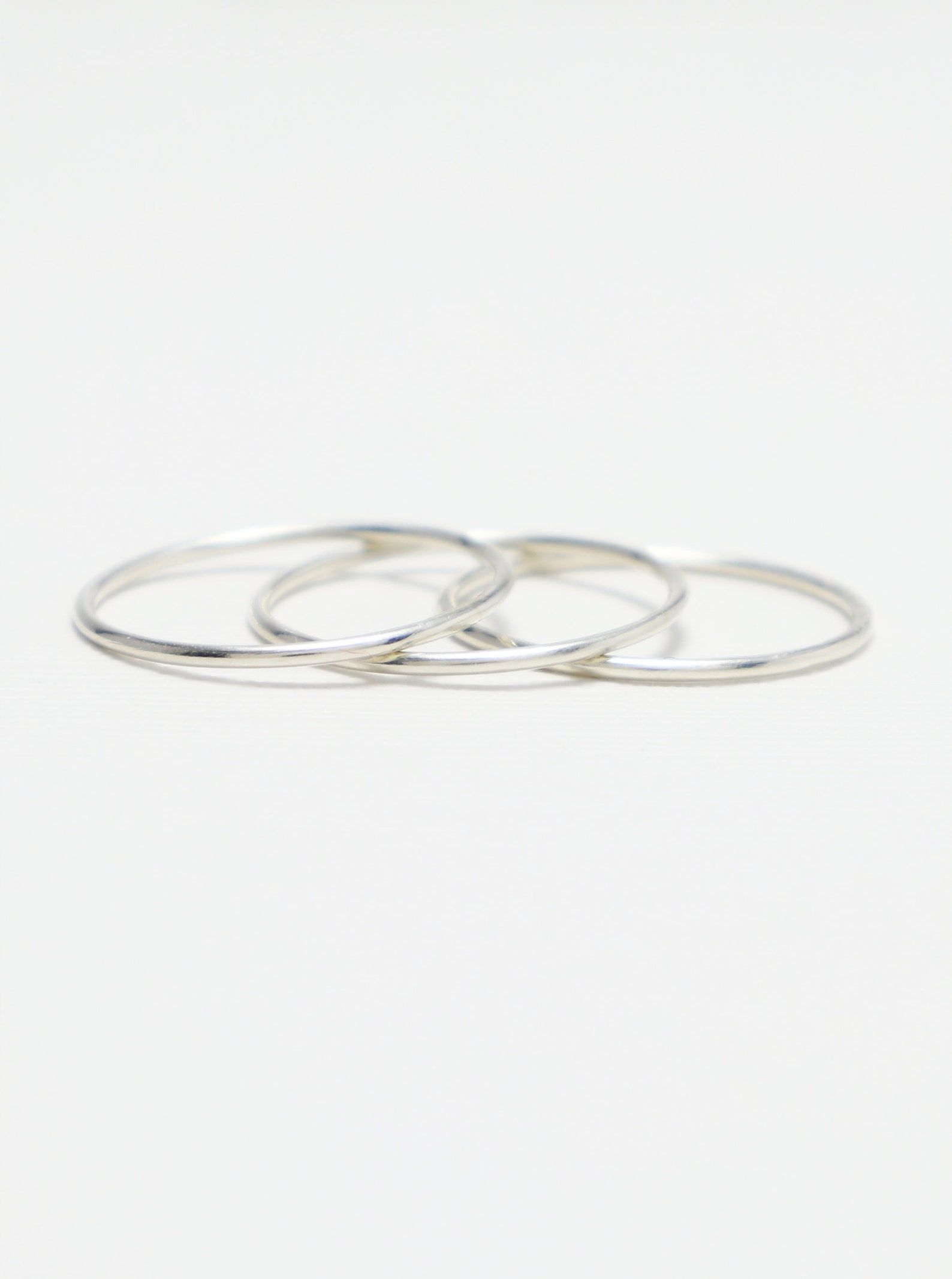 Thin Silver Ring Set Of 3 Smooth Ring Stacking Rings For | Etsy