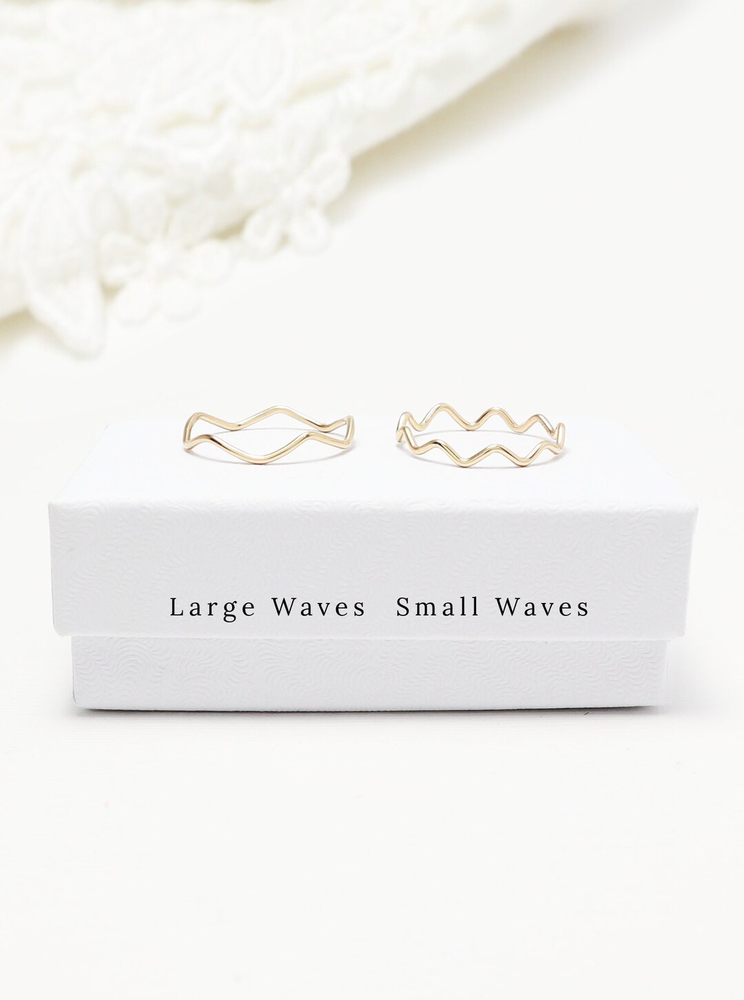 14K Solid Gold Thin Wavy Wave Ring, Zig Zag Dainty Gold Rings for Women ...