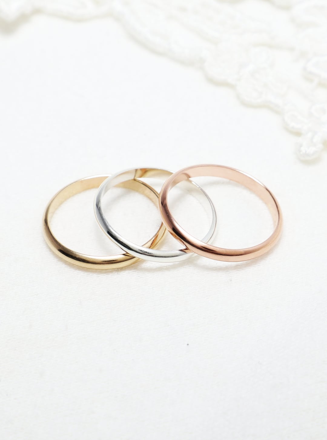 Thin Gold-filled Silver Couple Ring, 2.5mm, Thumb Ring for Woman ...