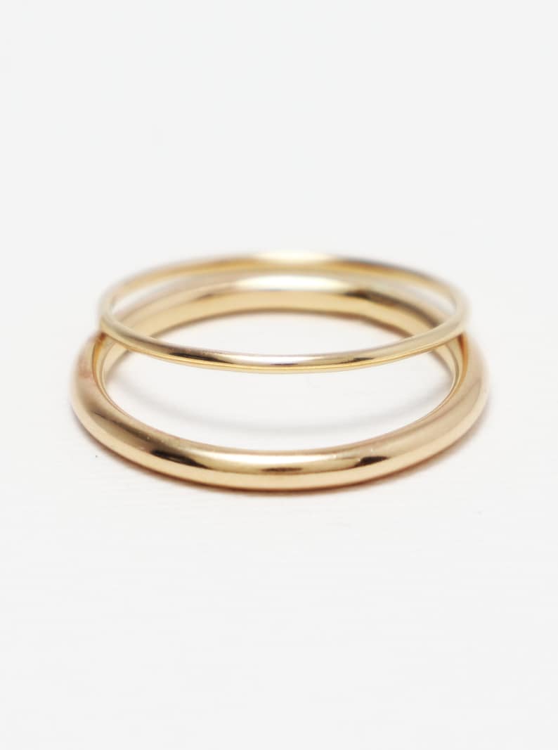 14K Solid Gold Rings for Women Super Thin Gold Ring Couple - Etsy