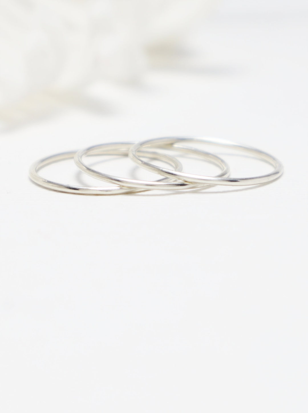 Thin Silver Ring Set of 3, Smooth Ring, Stacking Rings for Women ...