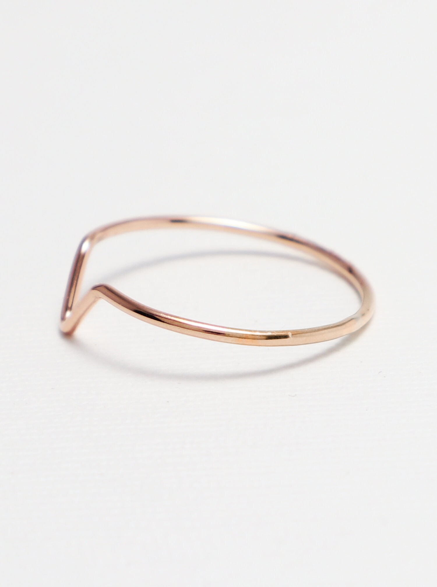 Super Thin Rose Gold Chevron V Ring Gold Rings for Women | Etsy