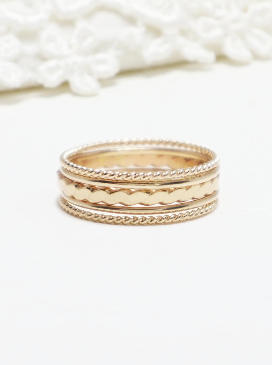 Gold Rings for Women, Gold Twist Stacking Ring Set of 5, Minimalist ...